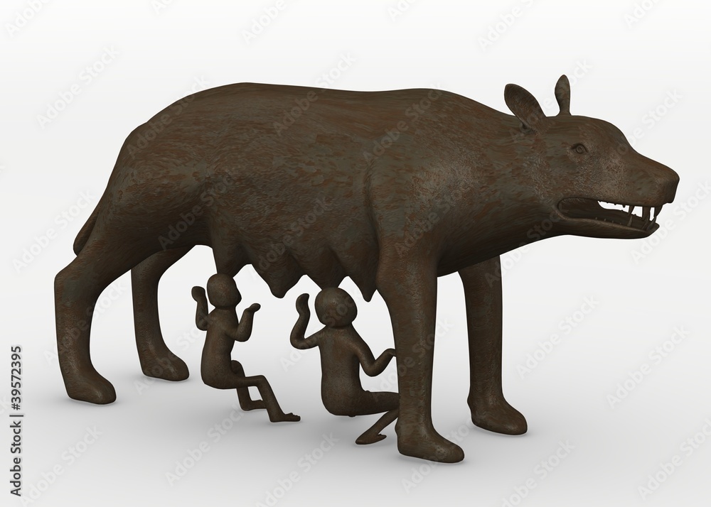 3d render of roman wolf with romulus and remus Stock Illustration ...