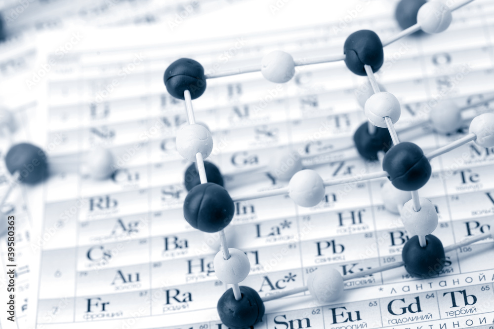 Periodic table of chemical elements with molecule Stock Photo | Adobe Stock