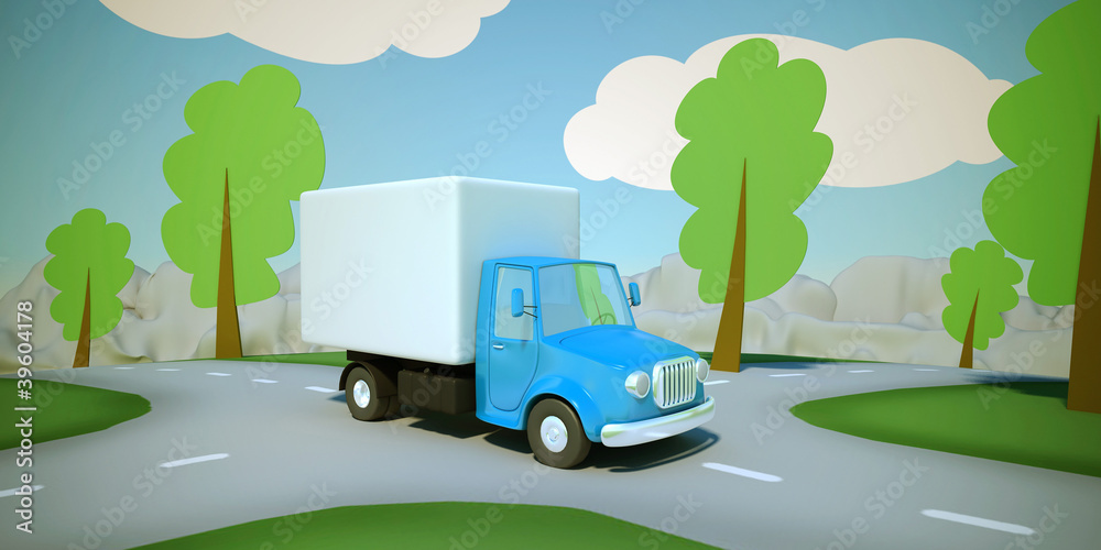 cartoon delivery truck Stock Illustration | Adobe Stock