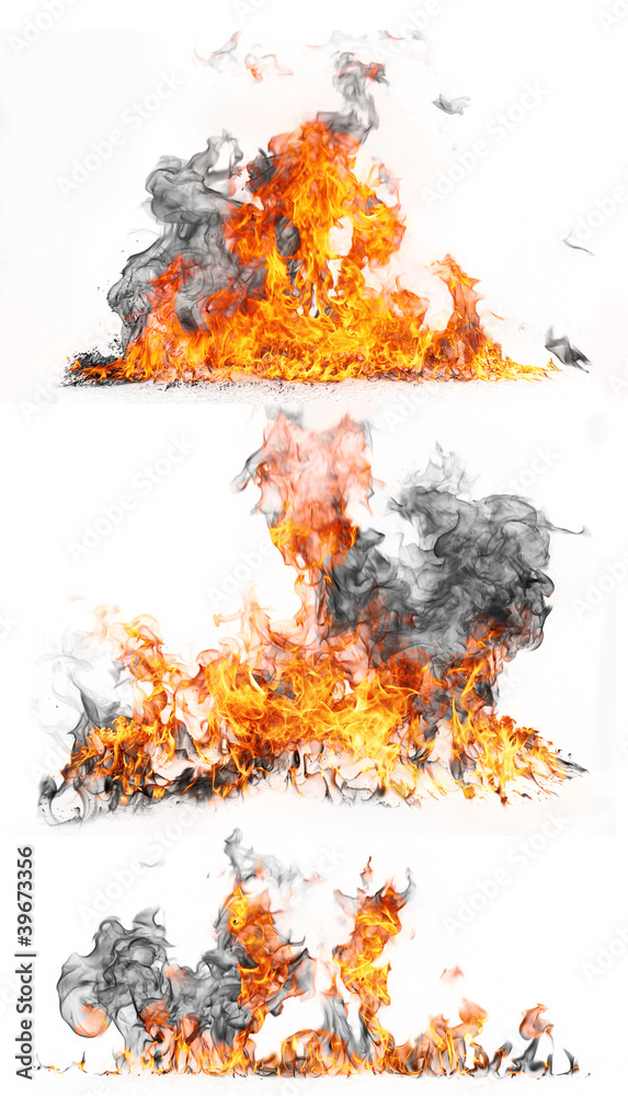 High resolution fire collection isolated on white background Stock ...