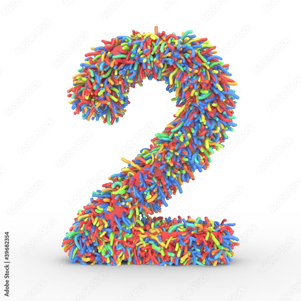 Texteffekt bunte Haare Zahl 2 Stock-Illustration | Adobe Stock