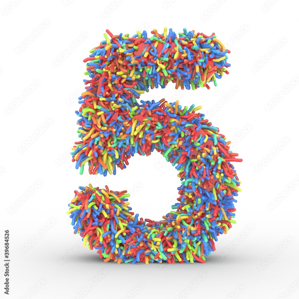 Texteffekt bunte Haare Zahl 5 Stock-Illustration | Adobe Stock