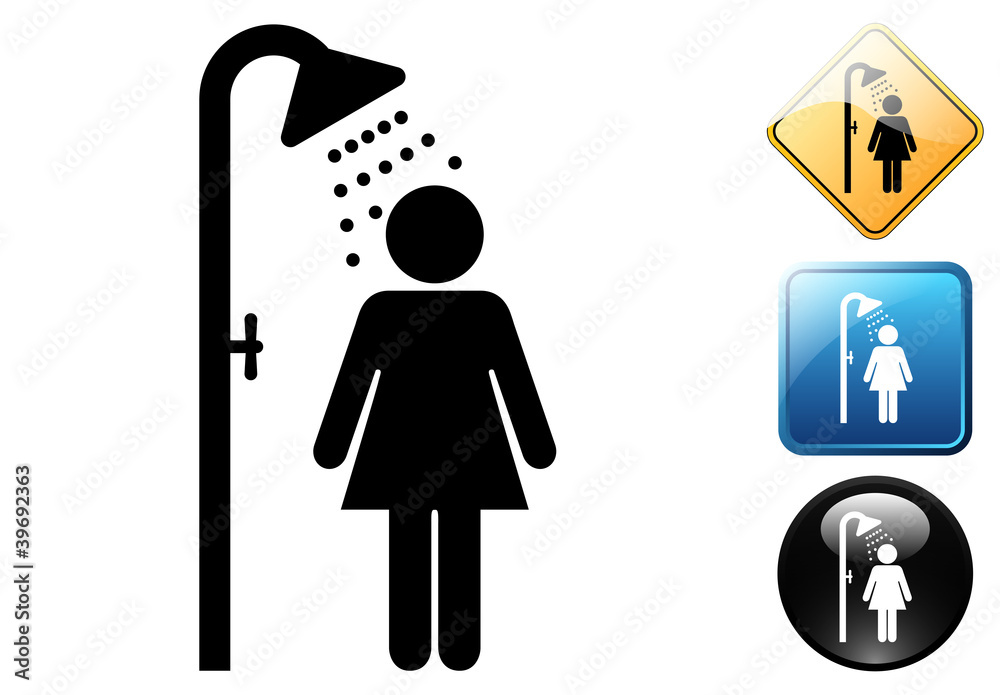 Female shower pictogram and icons Stock Vector | Adobe Stock