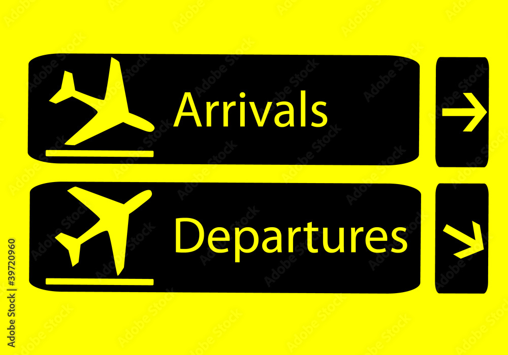 Señales de llegadas y salidas en el aeropuerto Stock Vector | Adobe Stock