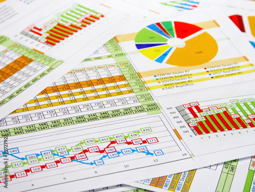 Report in Charts and Diagrams Stock Photo | Adobe Stock