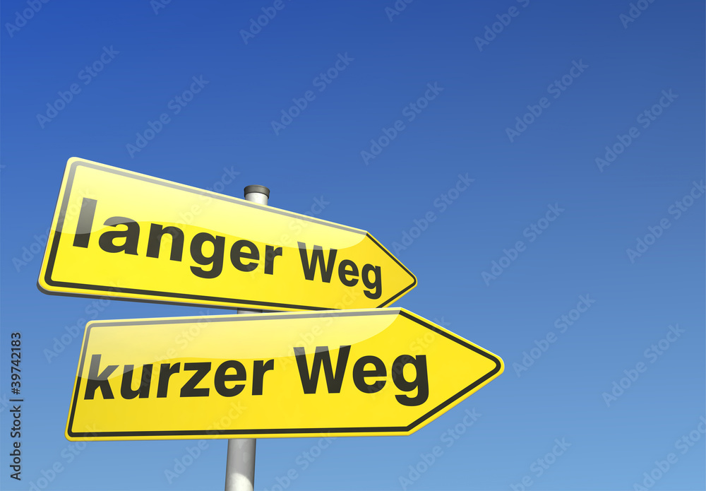 Wegweiser langer Weg oder kurzer Weg Stock Illustration | Adobe Stock
