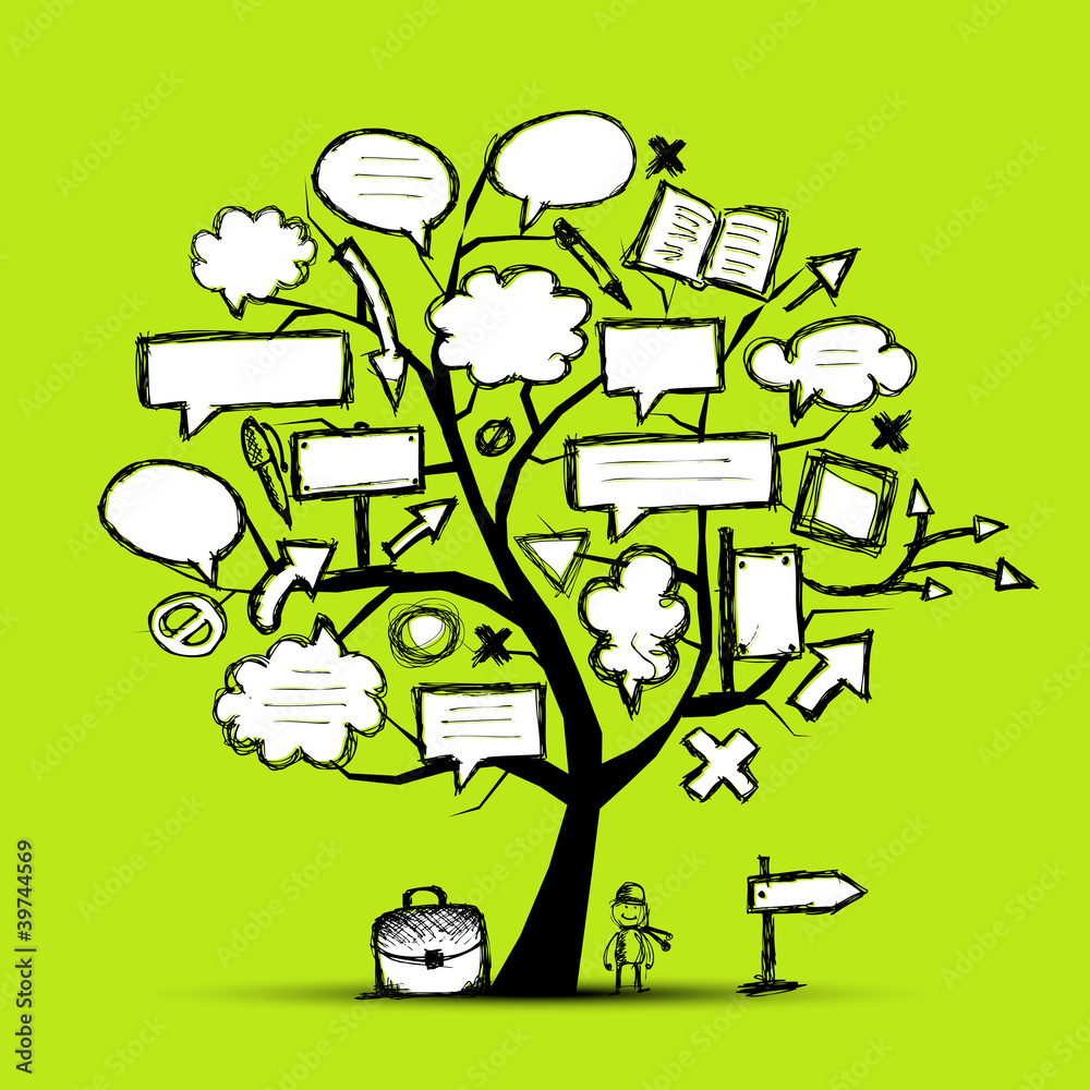 Sketch of tree with arrows and frames for your design Stock Vector ...