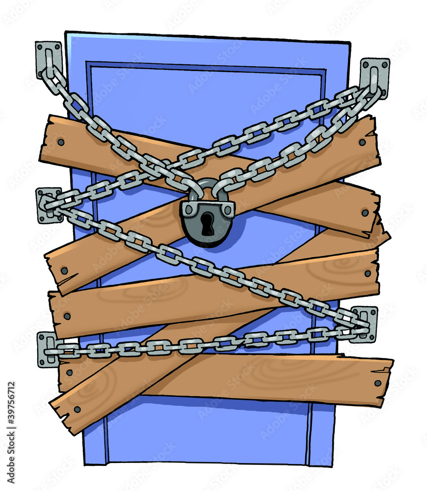 a chaine on a closed door Stock Illustration | Adobe Stock