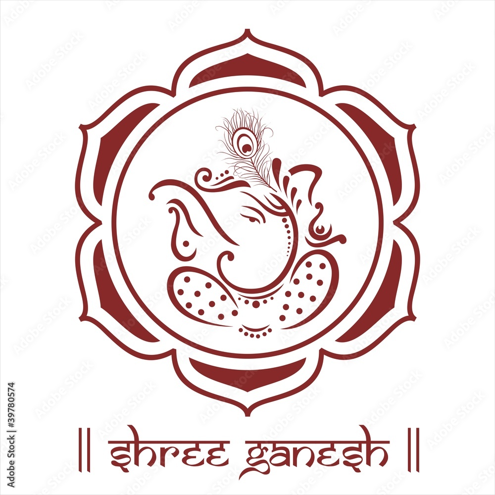 Ganesha , lotus flower , Hinduism, India Stock Vector | Adobe Stock