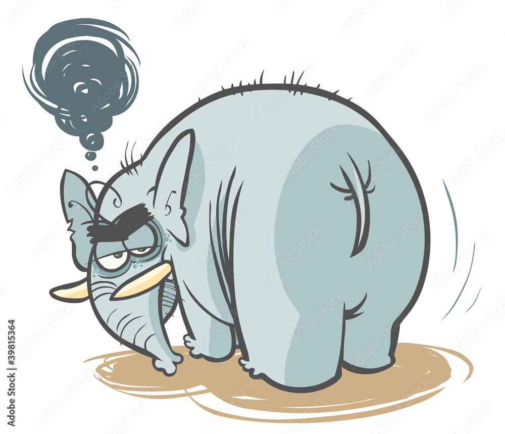 Cartoon grumpy Elephant. Stock Vector | Adobe Stock