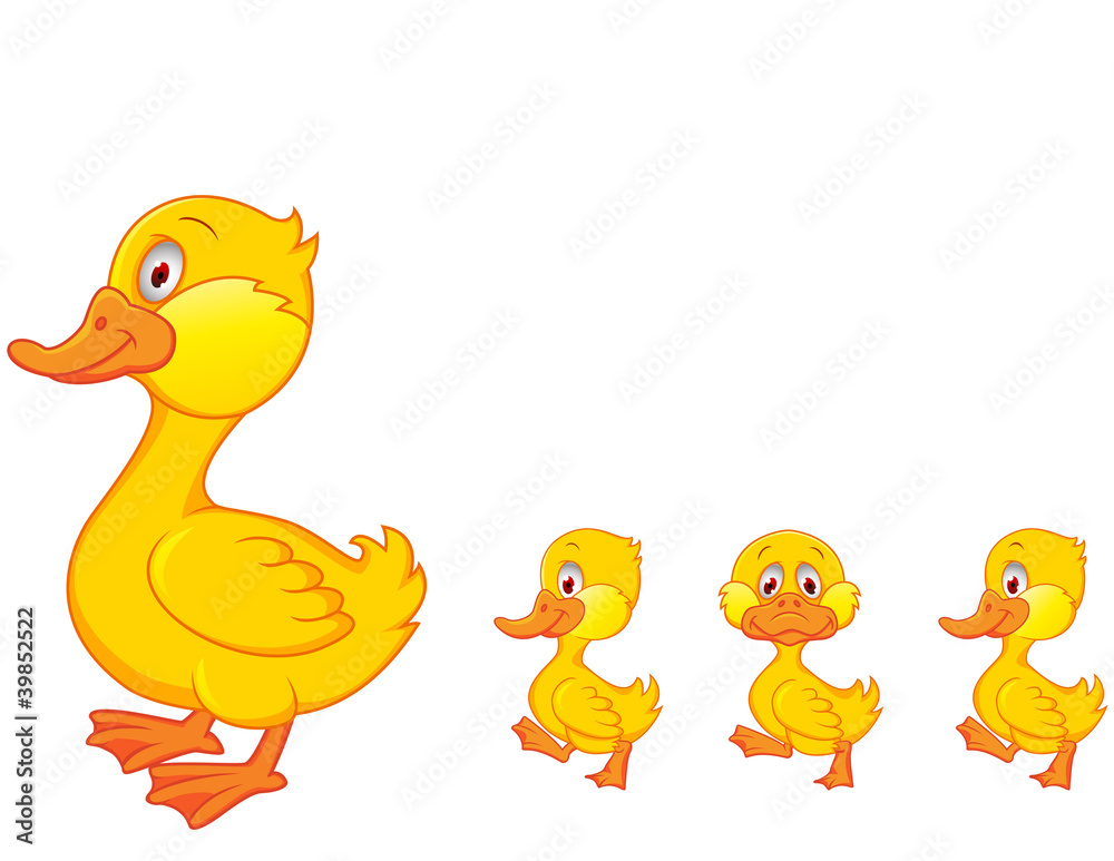 Duck family cartoon isolated Stock Vector | Adobe Stock