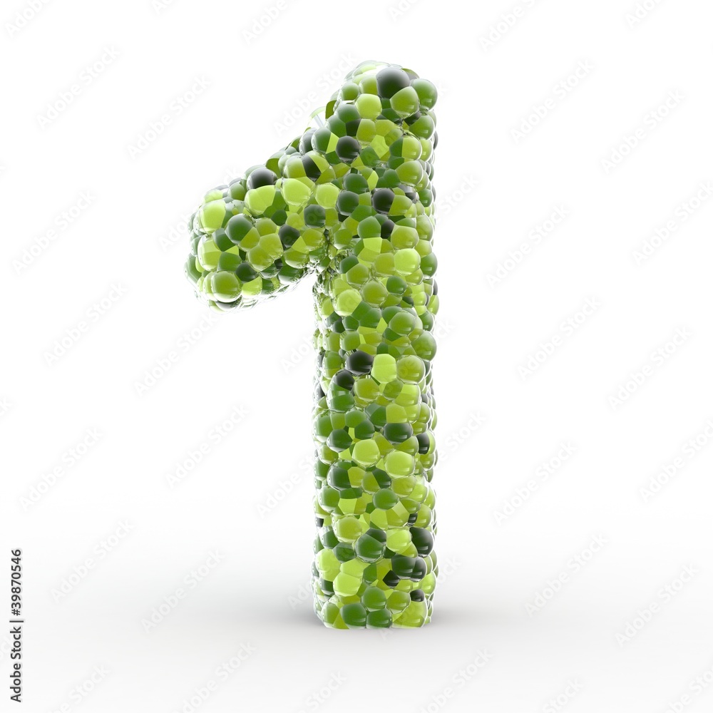 Texteffekt Moleküle grün Zahl 1 Stock-Illustration | Adobe Stock