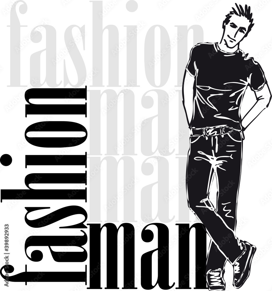 Sketch Of Fashion Handsome Man Vector Illustration Stock Vector