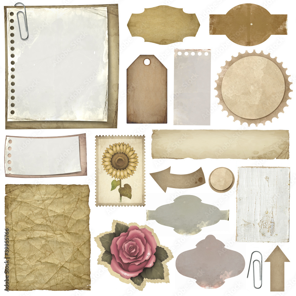 Set of old papers, labels, tags Stock Illustration | Adobe Stock