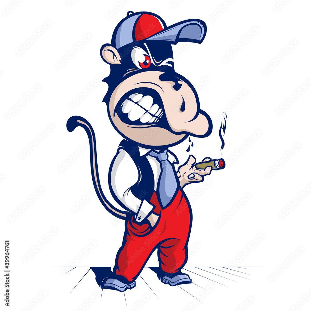 cartoon monkey smoke Stock Vector | Adobe Stock