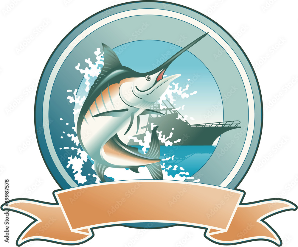 Poster Blue marlin vector badge – Wall Art | UkPosters