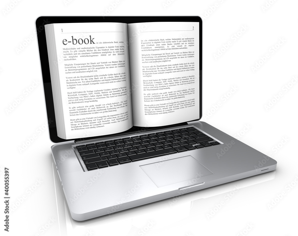 e.book laptop Stock Illustration | Adobe Stock