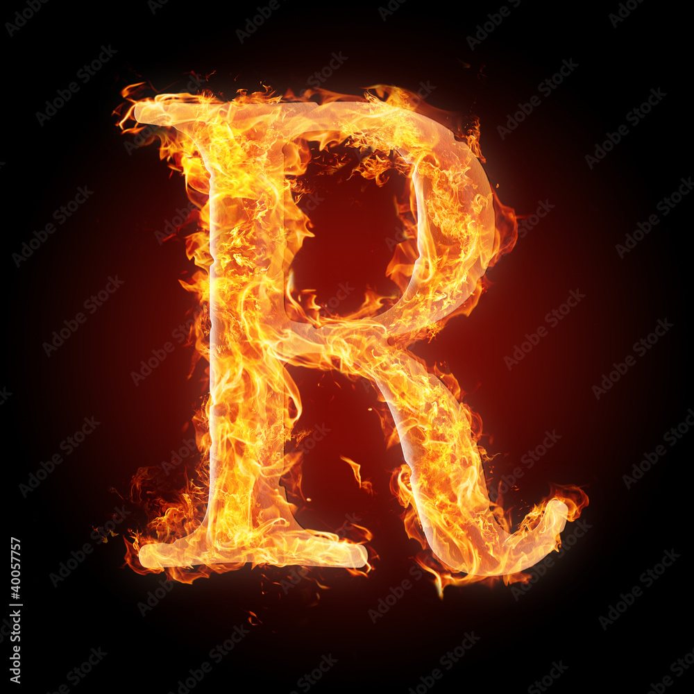 Fonts and symbols in fire for different purposes - R Stock Illustration ...
