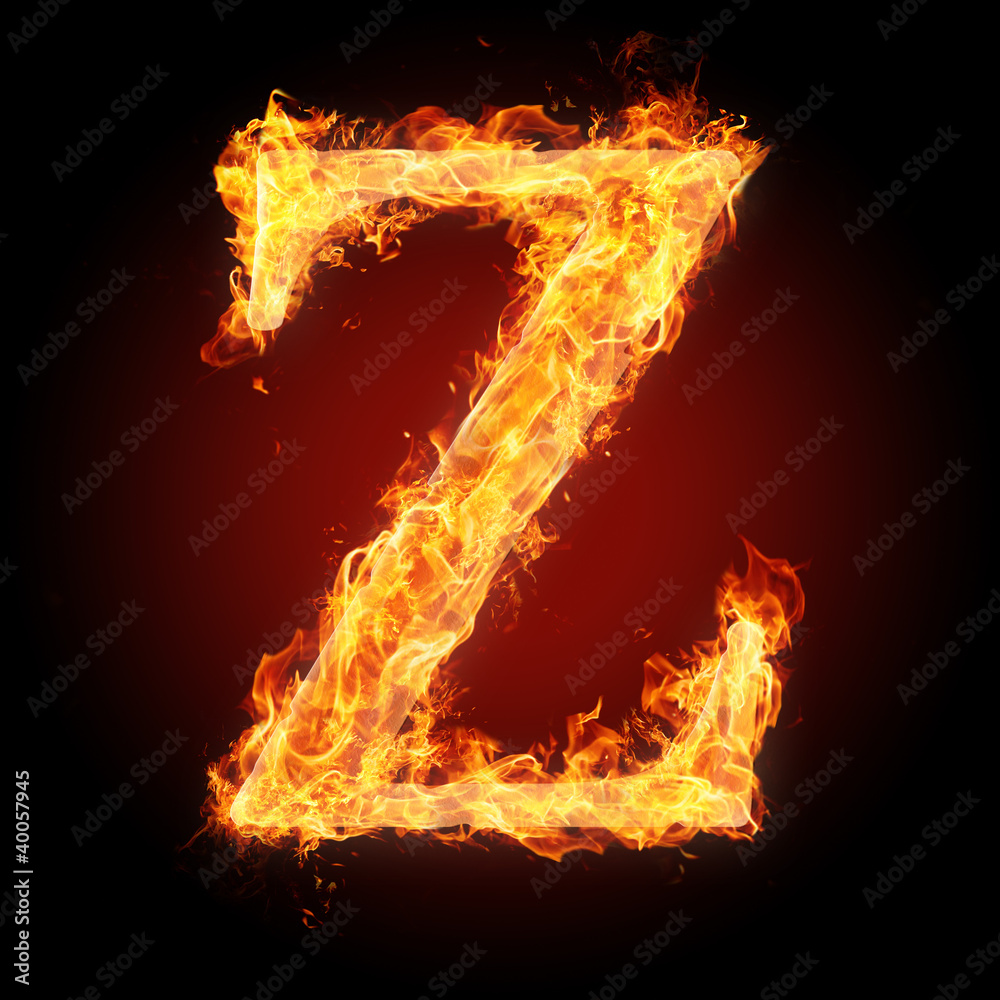 Fonts, numbers and symbols in fire for different - Z Stock Illustration ...