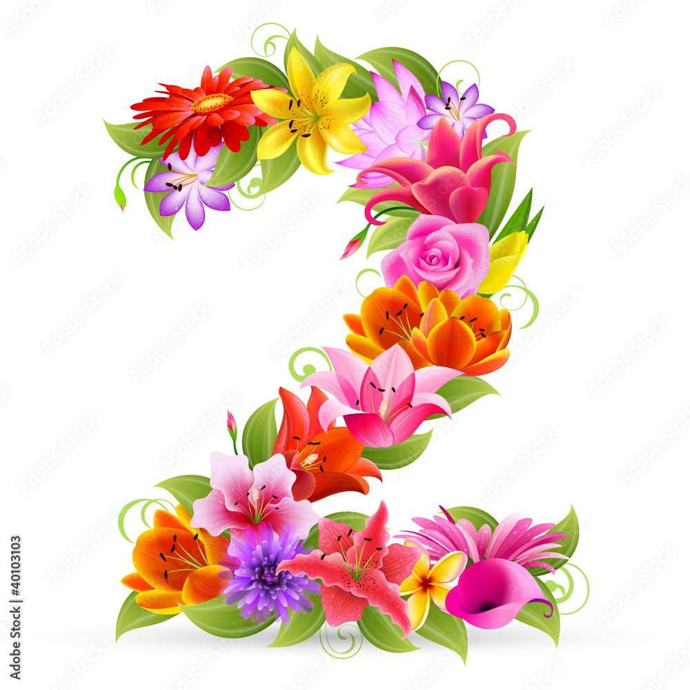 Zahl Blume - 2 Stock-Illustration | Adobe Stock