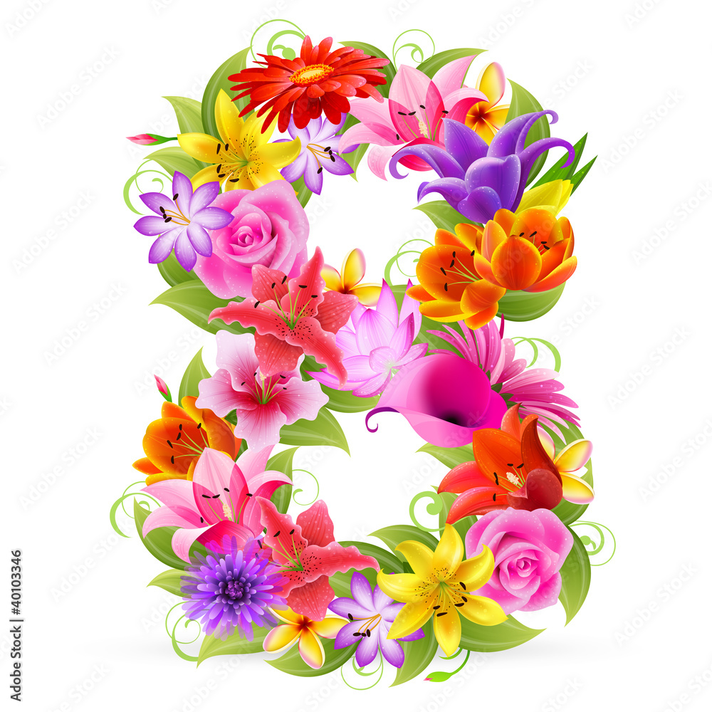 Zahl Blume - 8 Stock-Illustration | Adobe Stock
