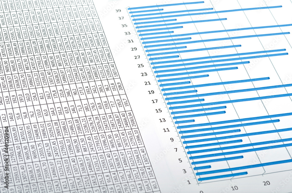 Blue chart and numbers Stock Photo | Adobe Stock