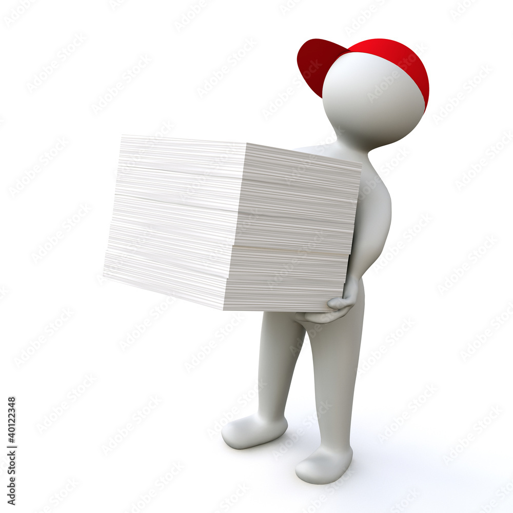 3D Man with printout paper Stock Illustration | Adobe Stock