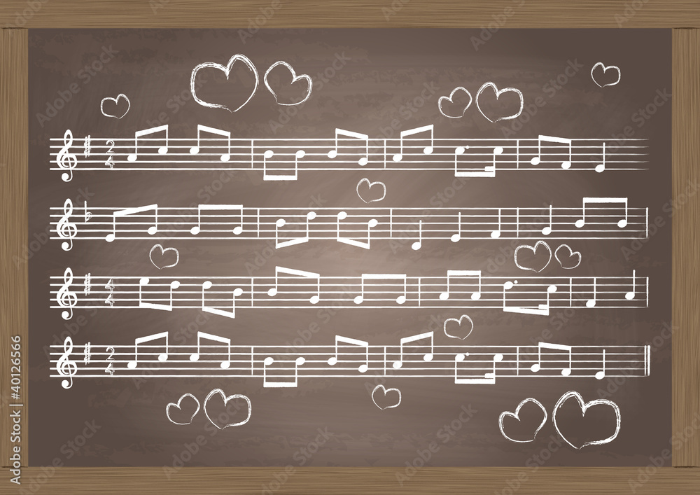 Chalkboard With Music Notes. Vector Illustration Stock Vector | Adobe Stock