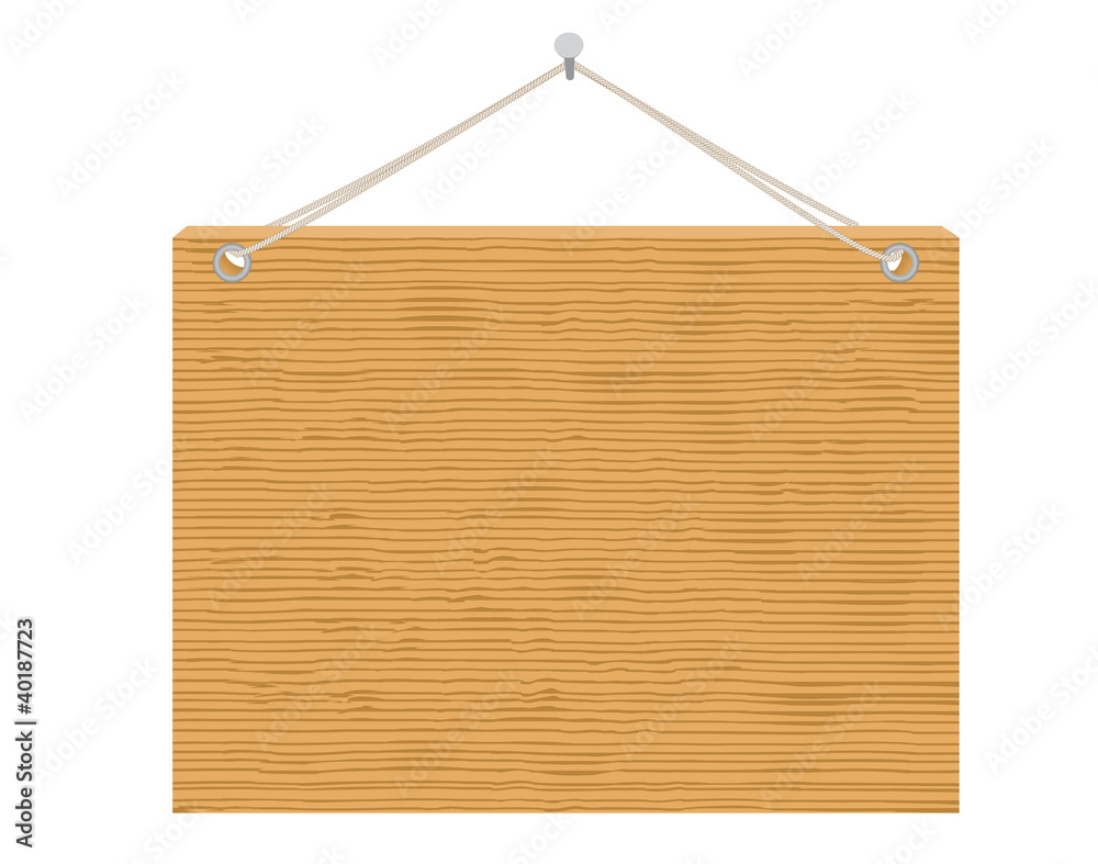 wooden notice board hanging on nail vector illustration Stock Vector ...