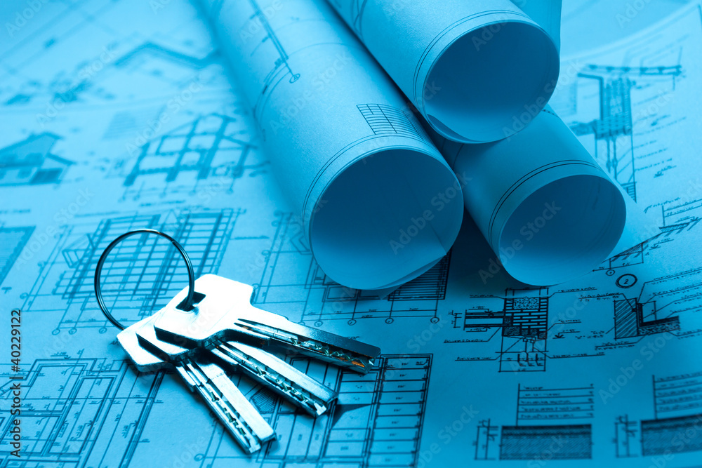 scrolls of technology blueprint Stock Photo | Adobe Stock