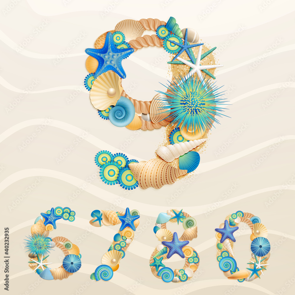 Numbers, vector sea life Stock Vector | Adobe Stock