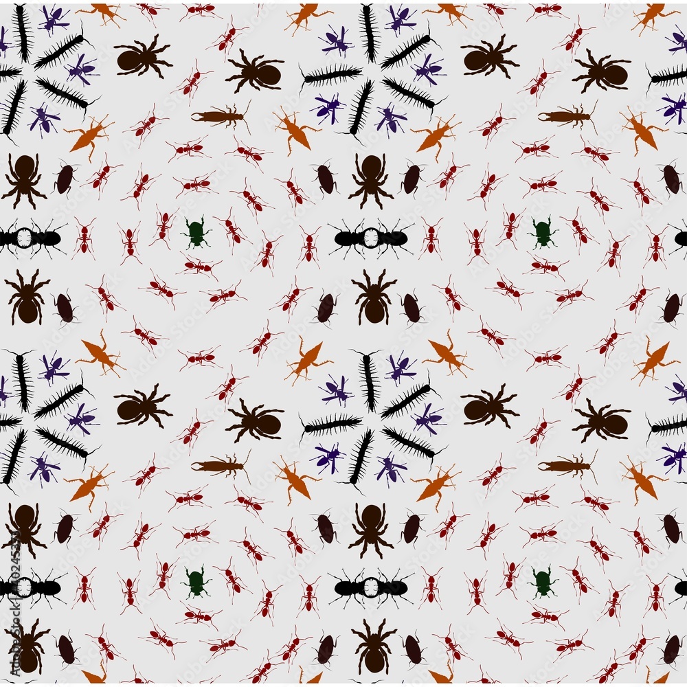 Seamless Creepy Crawlies Background Stock Vector | Adobe Stock