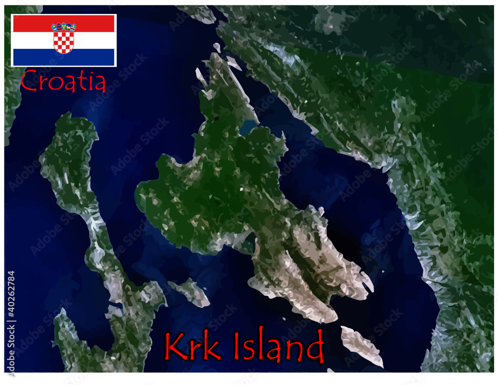 krk island croatia europe map flag emblem Stock Vector | Adobe Stock