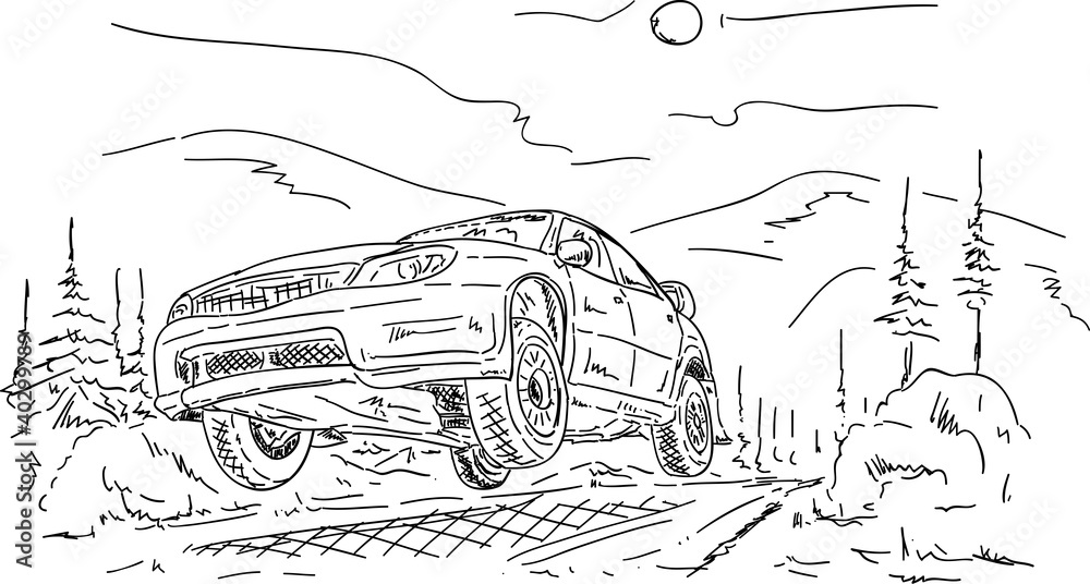 rally car jumping vector de Stock | Adobe Stock