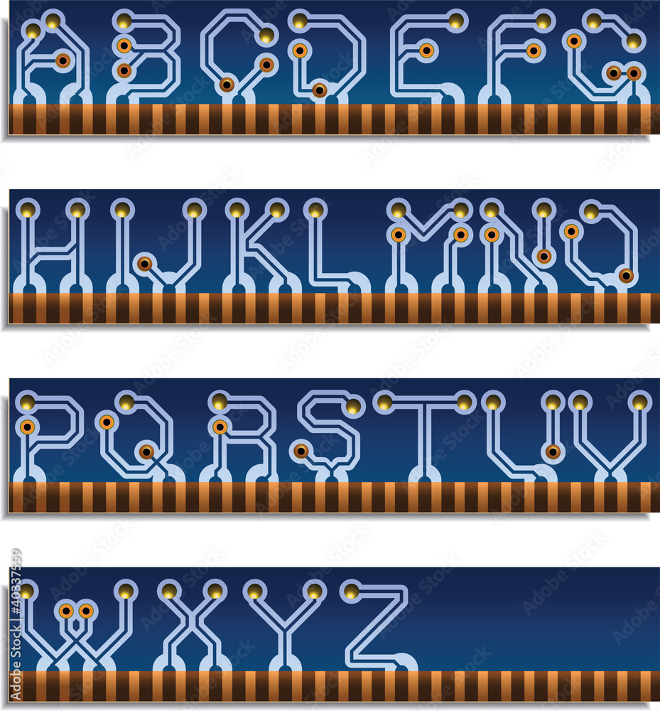 Vector circuit board alphabet Stock Vector | Adobe Stock