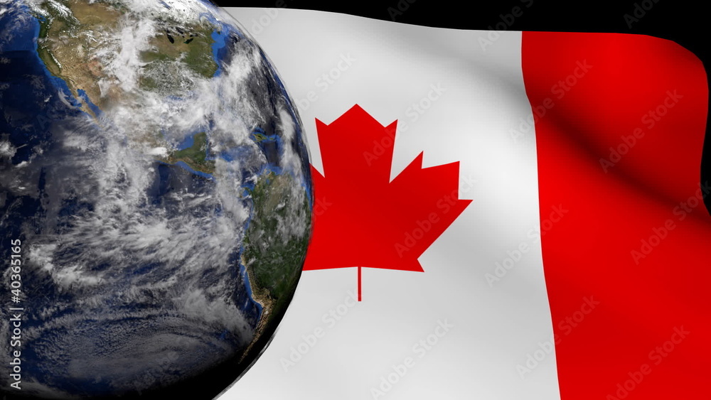 Rotating earth with rippling Canadian flag animation Stock Video ...