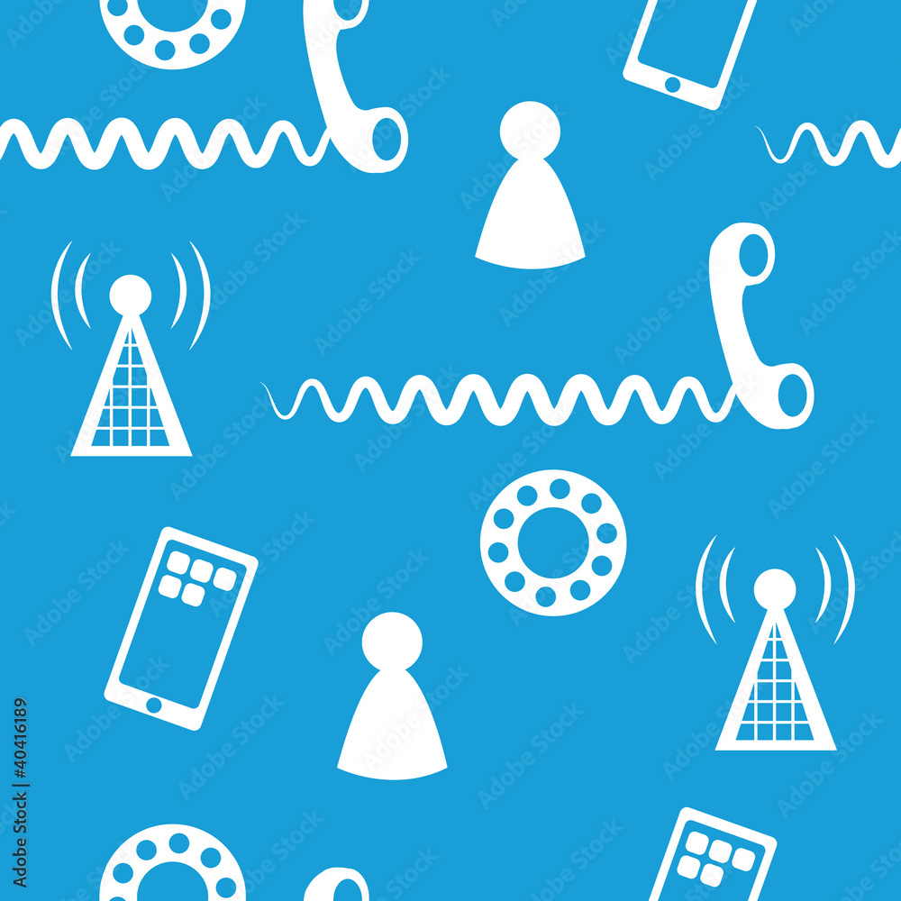 Seamless pattern of phone icons and symbols blue background Stock ...