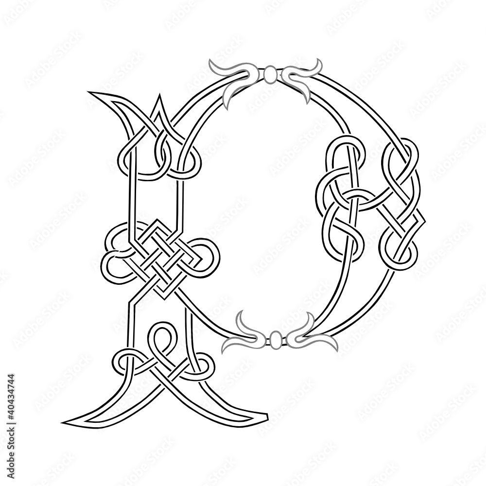 A Celtic Knot-work Capital Letter P Stylized Outline Stock Vector ...