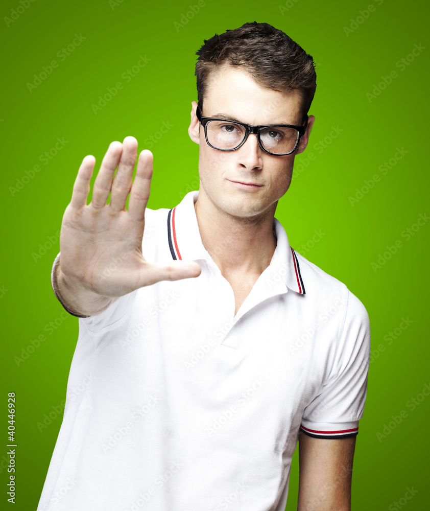 man doing stop symbol Stock Photo | Adobe Stock