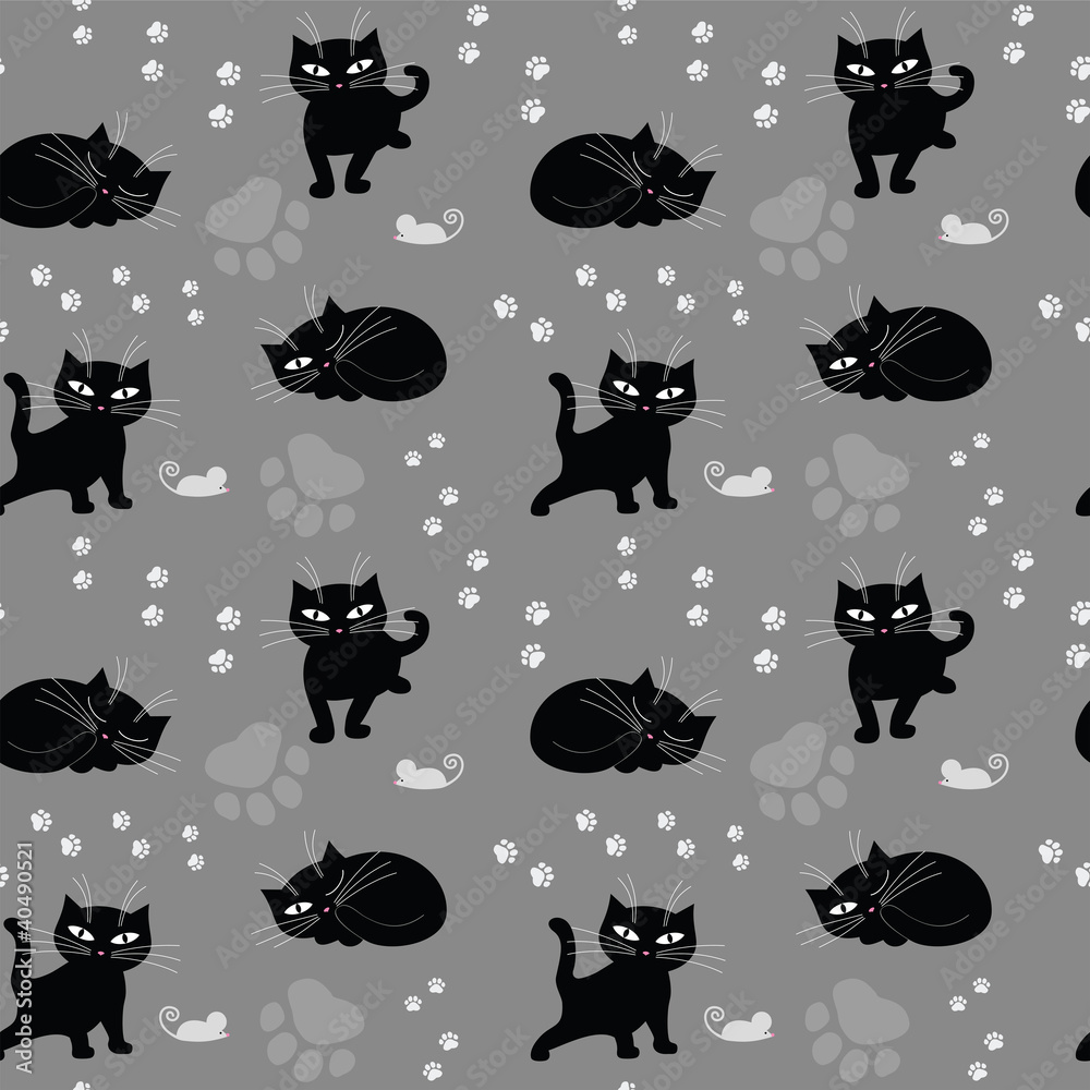 Seamless texture with cats Stock Vector | Adobe Stock