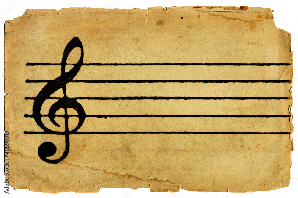 G Clef and Musical staff on parchment texture Stock Photo | Adobe Stock