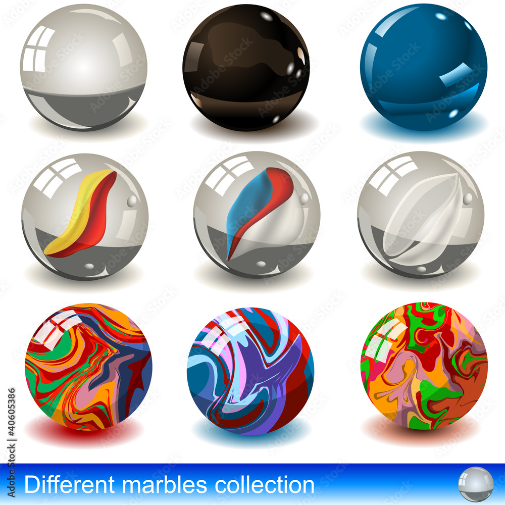 Different marbles collection Stock Vector | Adobe Stock