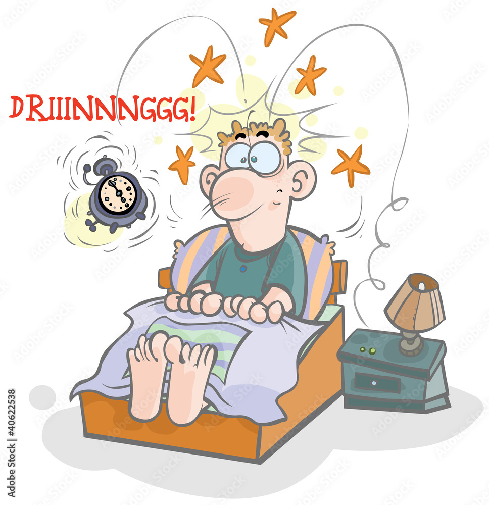 Cartoon waking-up illustration. Stock Vector | Adobe Stock