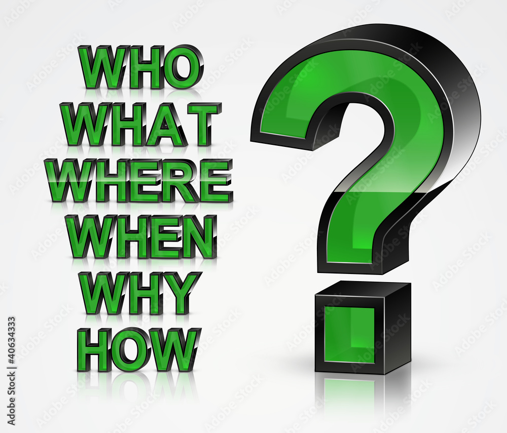 Who, What, Where, When, Why, How? Stock Illustration | Adobe Stock