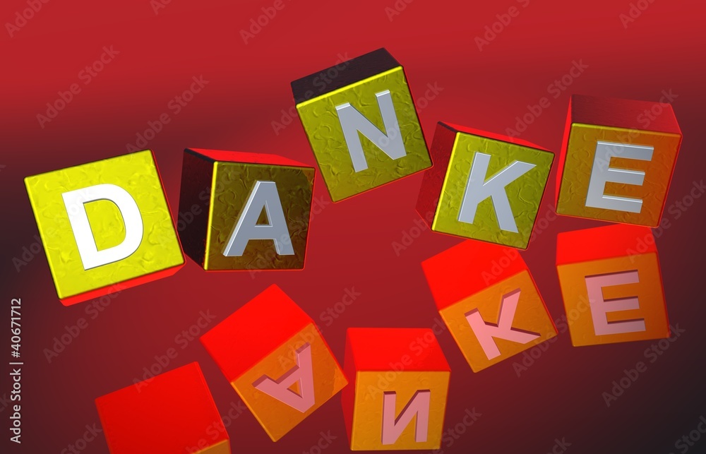 3D Fallende Wuerfel - DANKE XI Stock Illustration | Adobe Stock