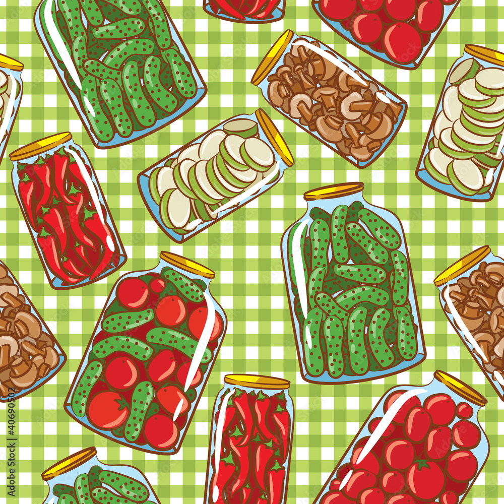 Cute background with homemade pickles Stock Vector | Adobe Stock