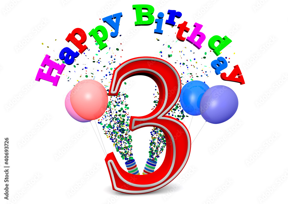 Happy Birthday 3 Stock-Illustration | Adobe Stock