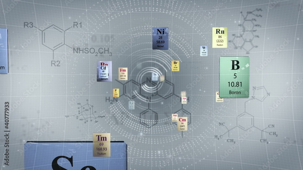 Elements of Periodic table and chemical formulas Stock Video | Adobe Stock