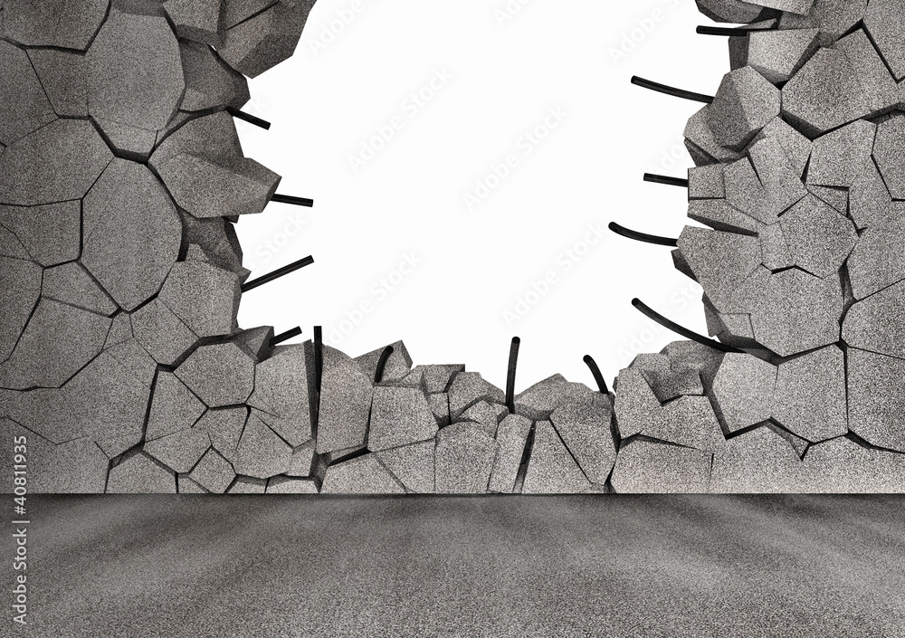 Destroyed Concrete Wall