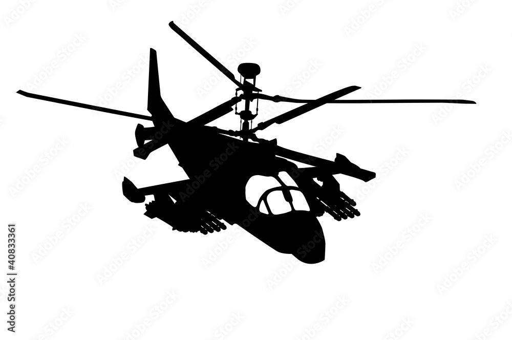 Russian Ka-52 (Hokum B) attack helicopter silhouette Stock Vector ...